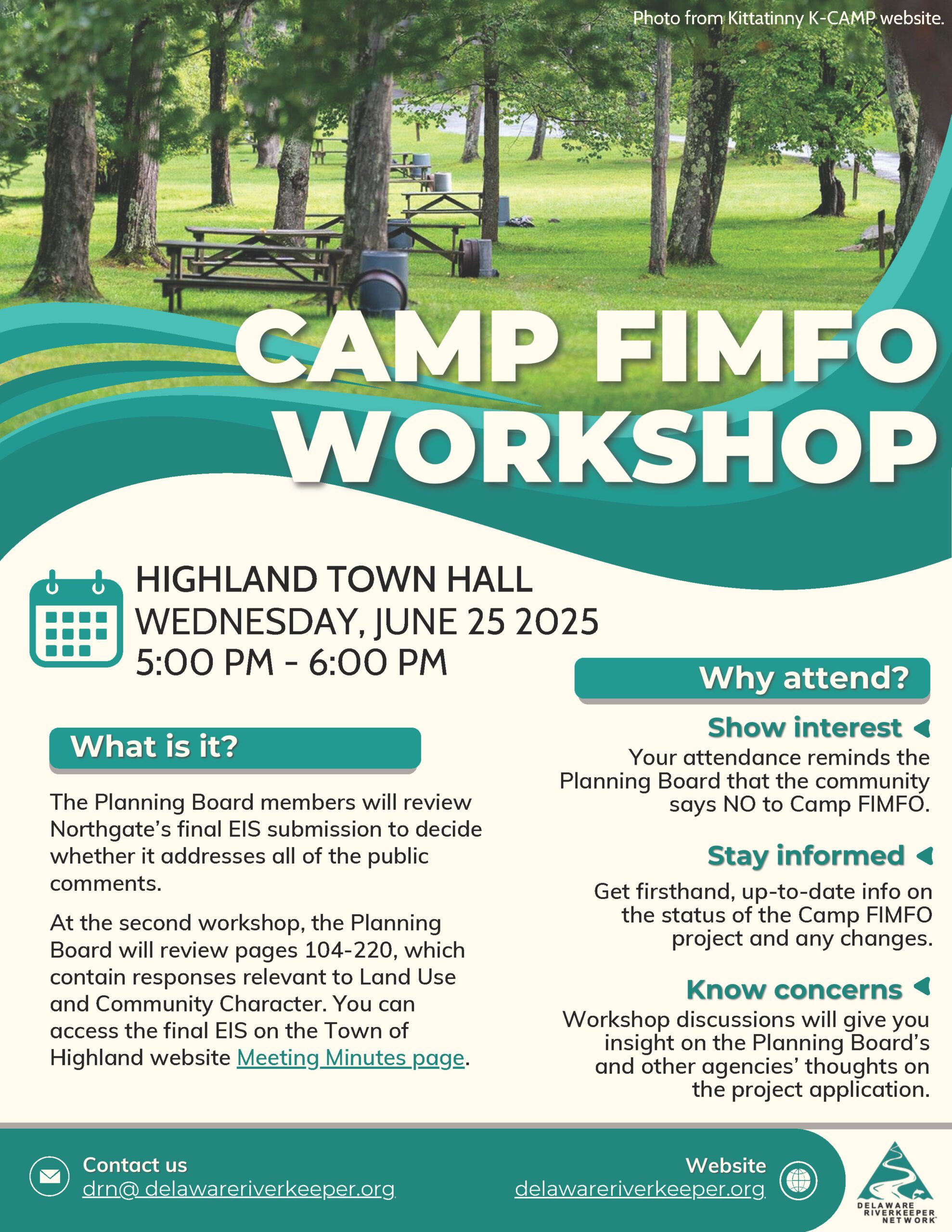 Attend the Camp FIMFO FEIS Workshops! – Delaware Riverkeeper Network